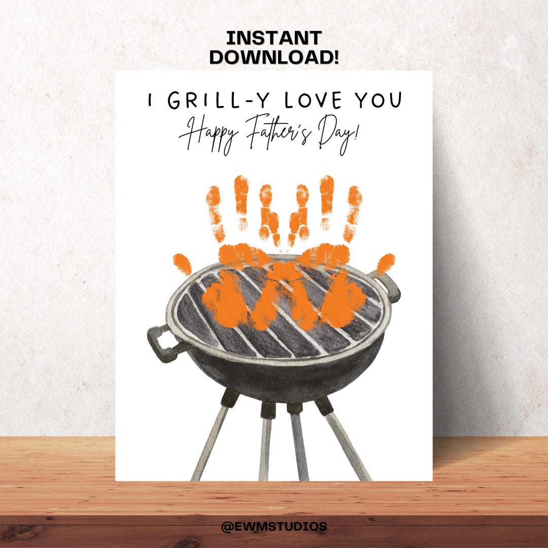 Fathers Day Grill Handprint Craft BBQ Grill Master Grandpa Fathers Day ...
