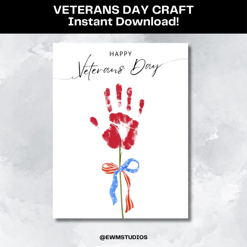 Veterans Day Craft for Kids Handprint Art Veterans Day Gift USA ...