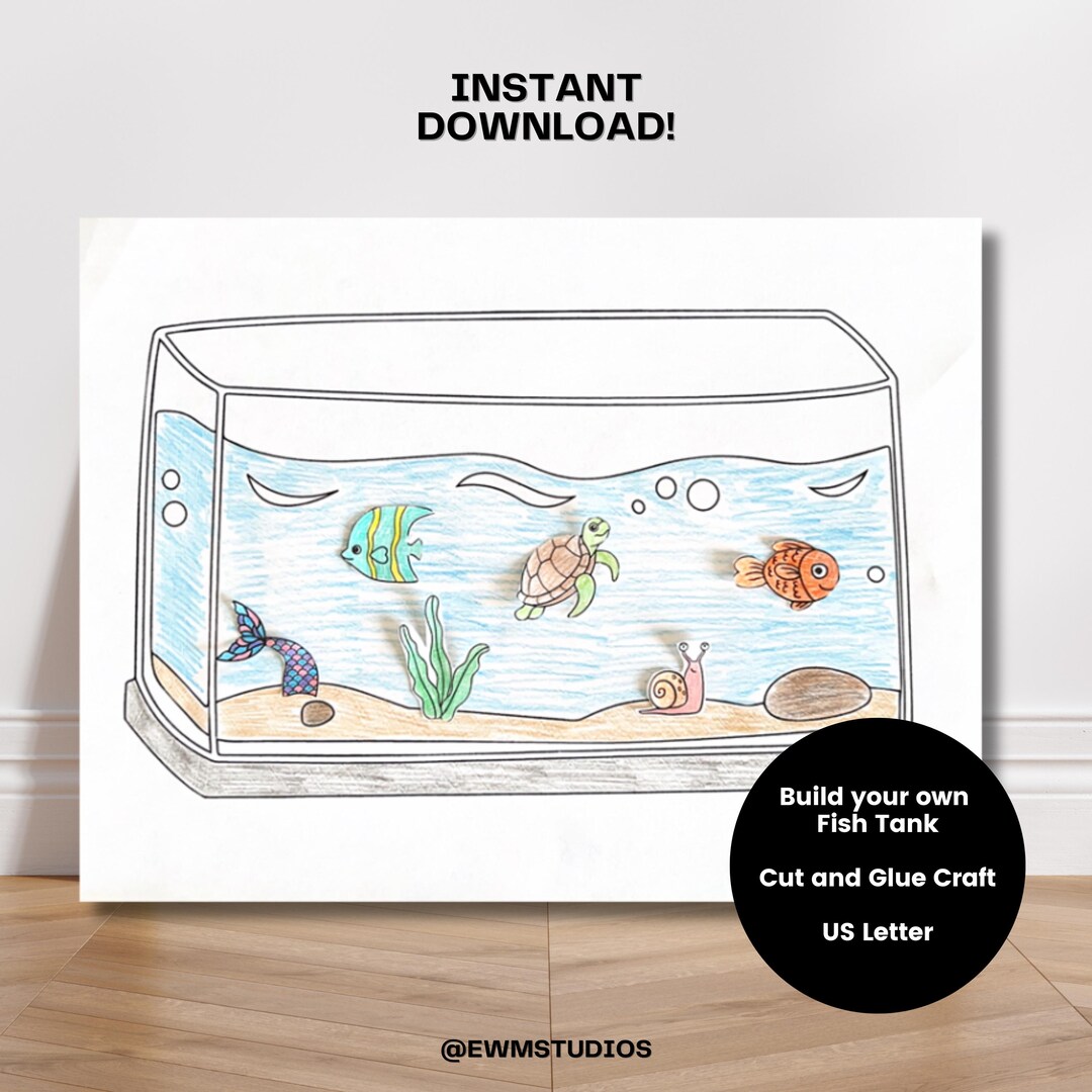 Build a Fish Tank Printable Craft Sea Animal Coloring Page Aquarium ...
