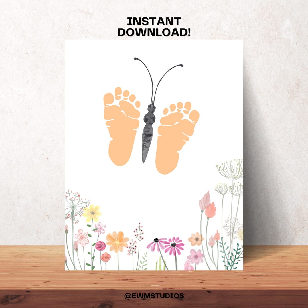 Butterfly Footprint Craft Hello Spring Butterfly Printable Butterfly ...