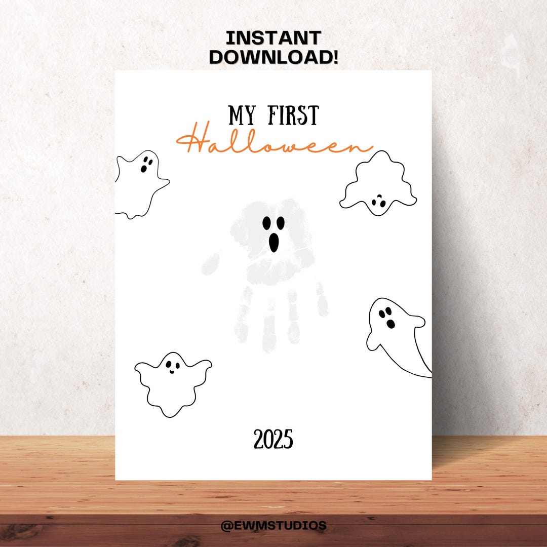 Babys First Halloween Handprint Art Printable Ghost Handprint Fall ...