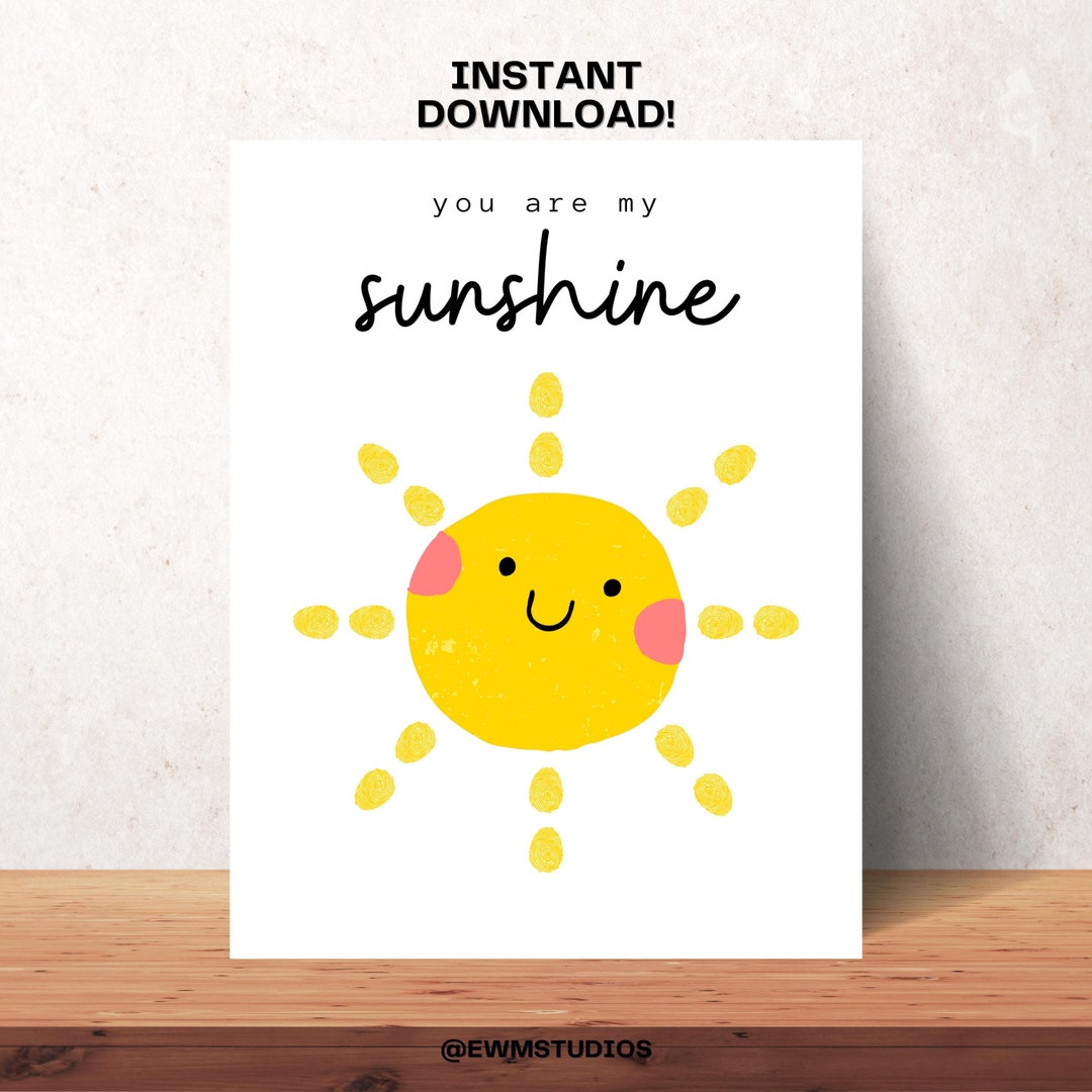 You Are My Sunshine Fingerprint Craft Hello Summer Handprint Keepsake ...