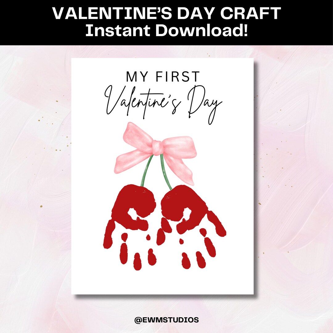 Babys First Valentine Handprint Craft Valentines Handprint Keepsake ...