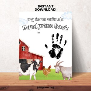 Farm Animal Handprint Memory Book Printable Farm Animals Craft Cute Cow ...