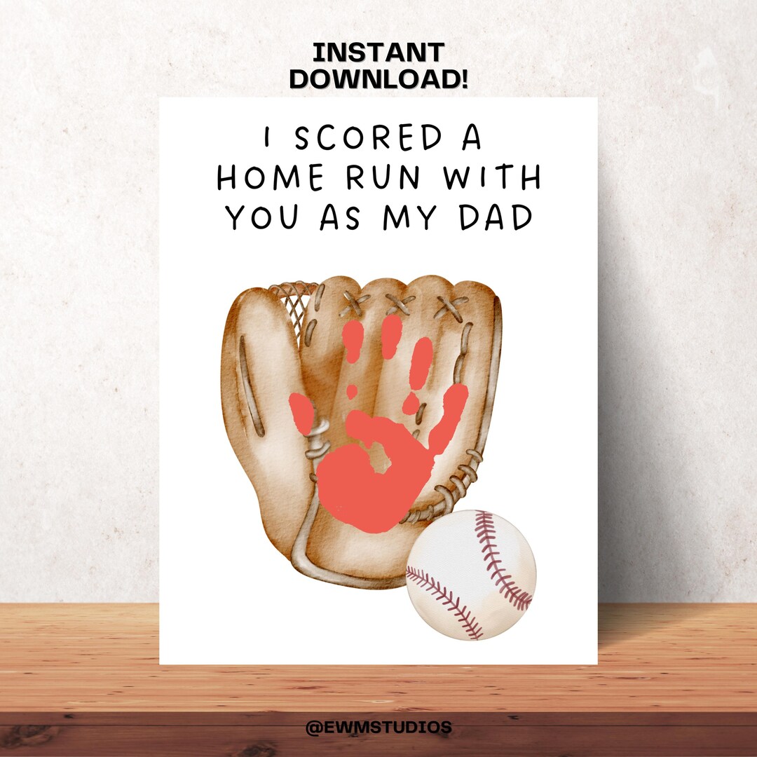 Fathers Day Baseball Handprint Craft Happy Fathers Day Printable Dad ...