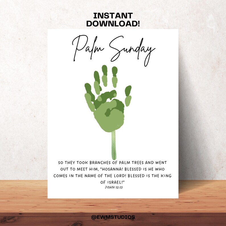 Palm Sunday Handprint Printable Palm Sunday Craft Story of Easter Craft ...