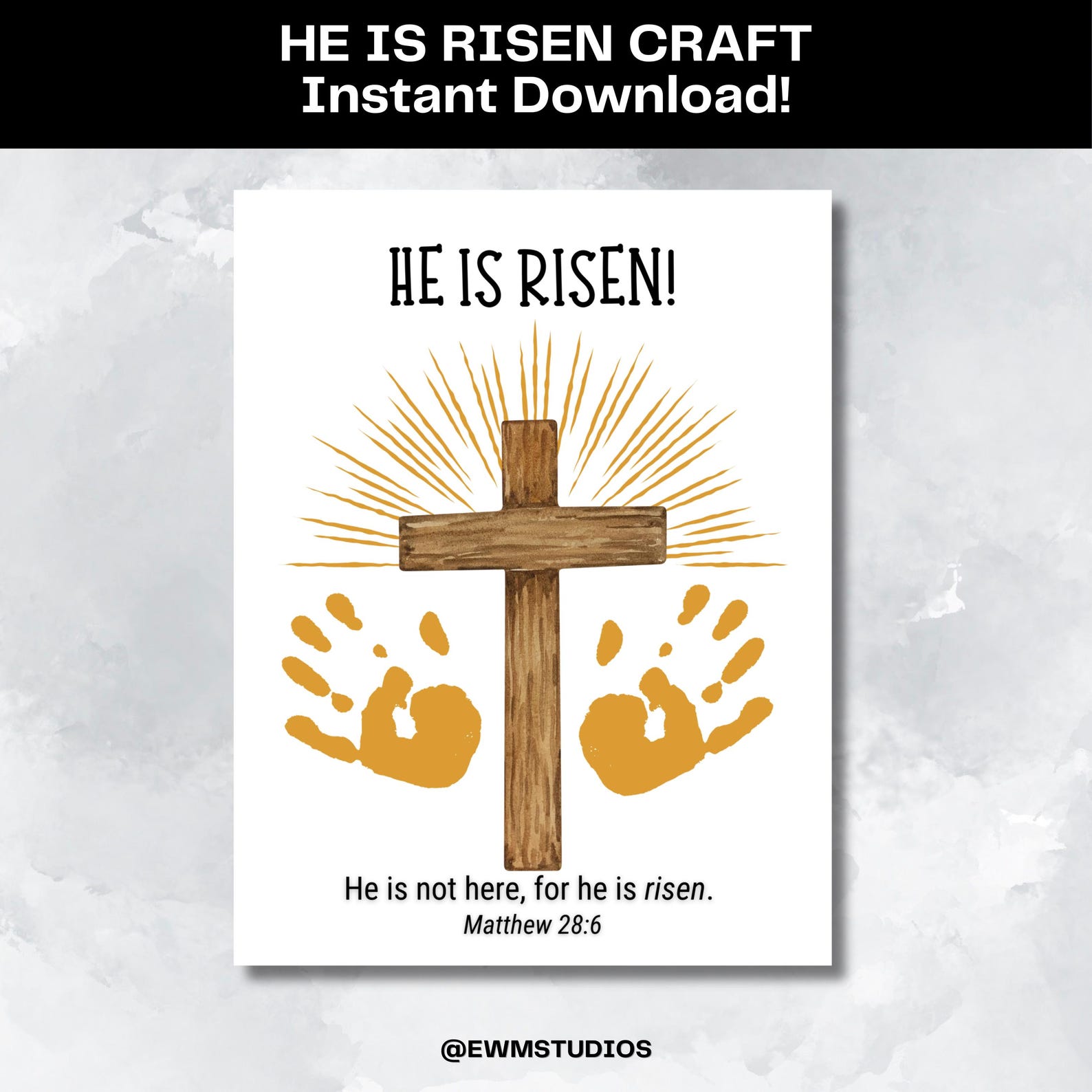 He is Risen Handprint Craft Printable Easter Craft Jesus is Risen ...