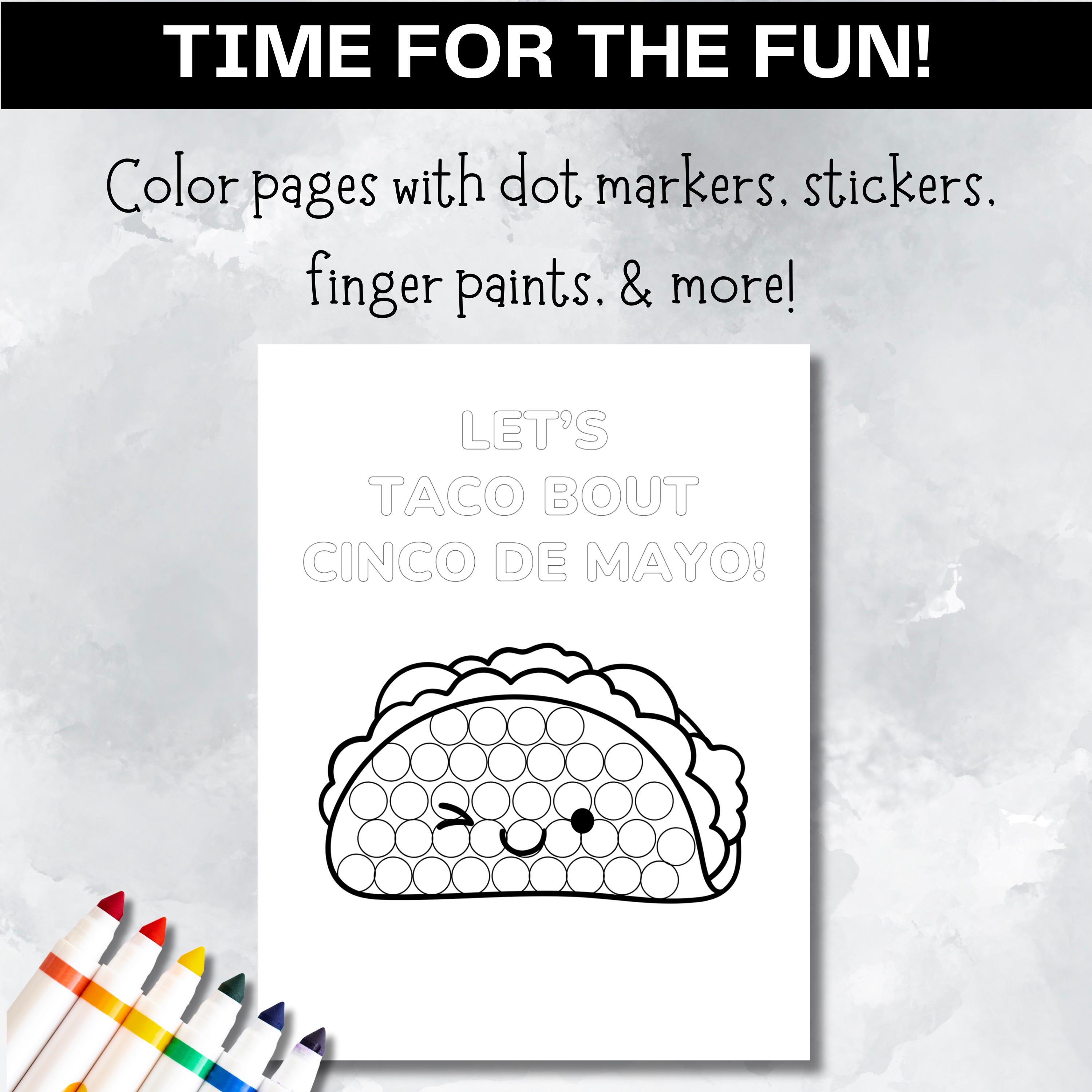 Cinco De Mayo Dot Marker Mexico Fiesta Do a Dot Printable Coloring Page ...