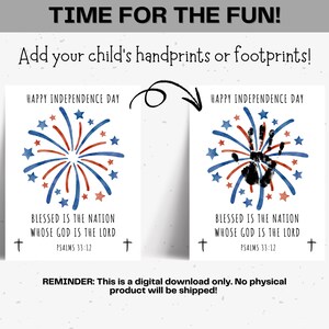 Christian 4th of July Craft Printable Independence Day Handprint Art ...