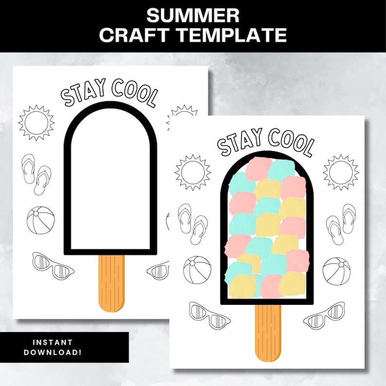 Summer Craft Template Stay Cool Ice Cream Popsicle Craft Hello Summer ...
