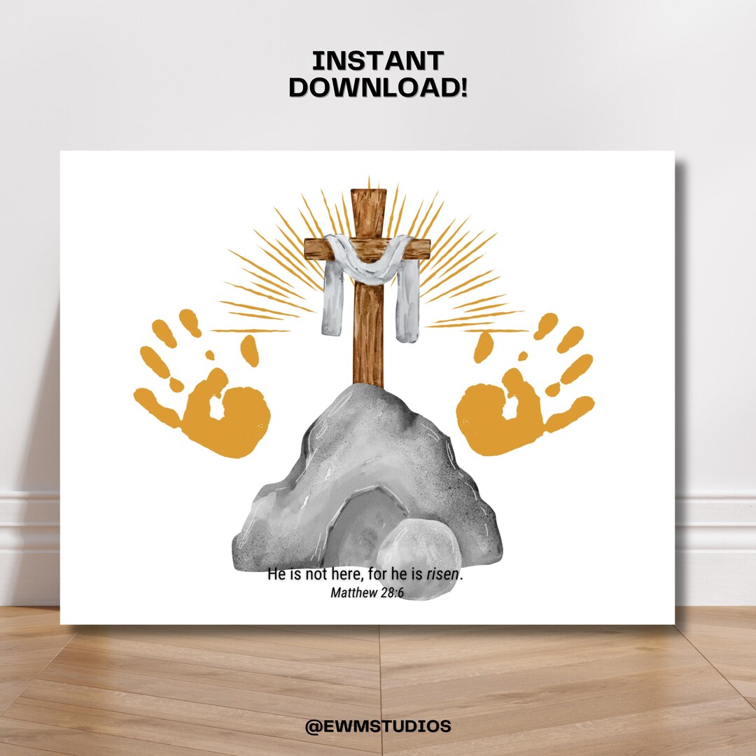 He is Risen Handprint Craft Printable Easter Craft Jesus is Risen ...
