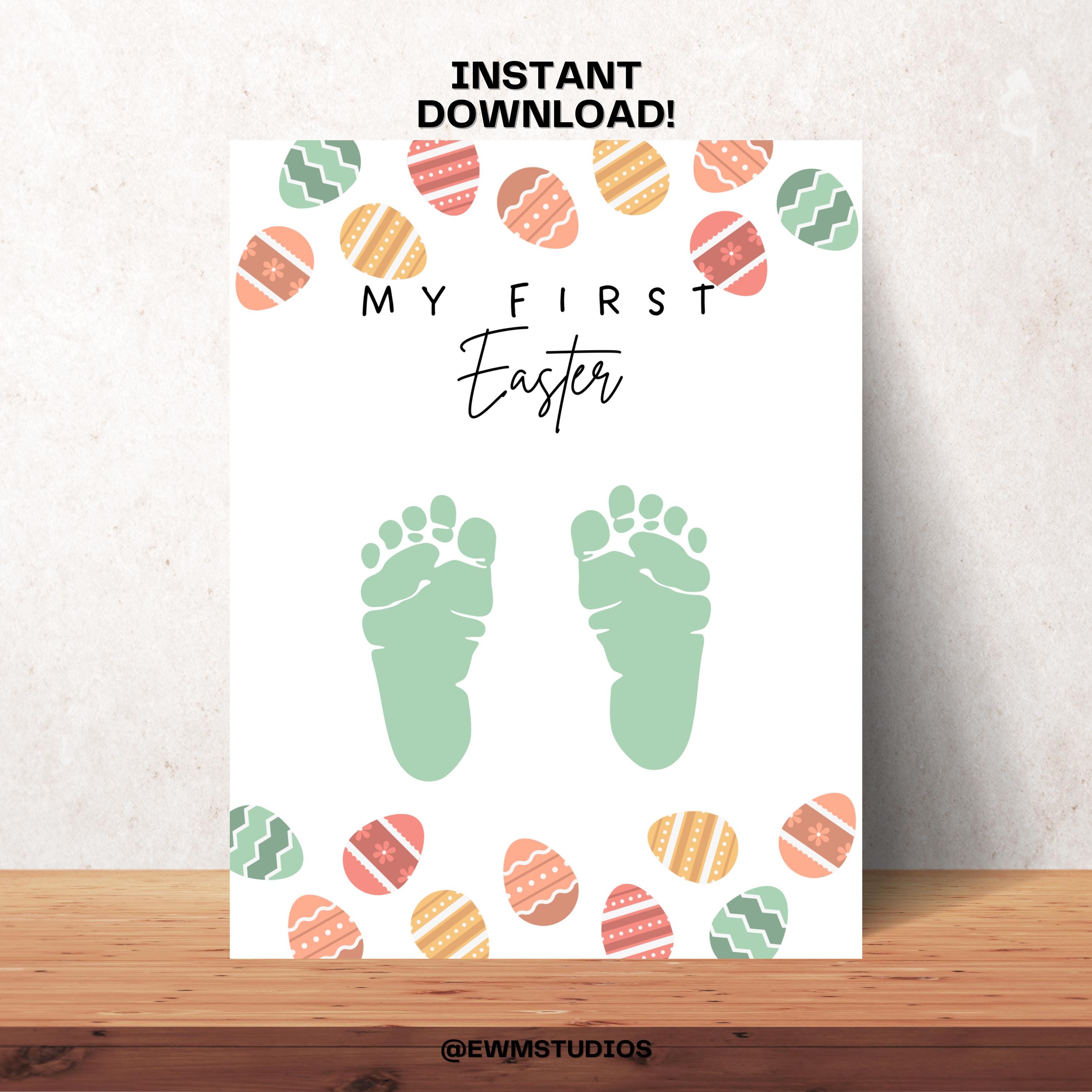 Babys First Easter Craft Footprint Art Printable Easter Baby Craft ...