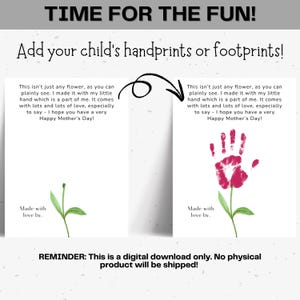 Mothers Day Poem Flower Handprint Craft for Kids Baby Toddler Activity ...