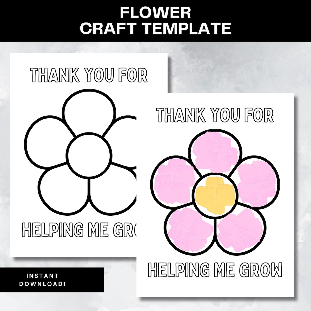 Thank You for Helping Me Grow Craft Template Easy Flower Craft Spring ...