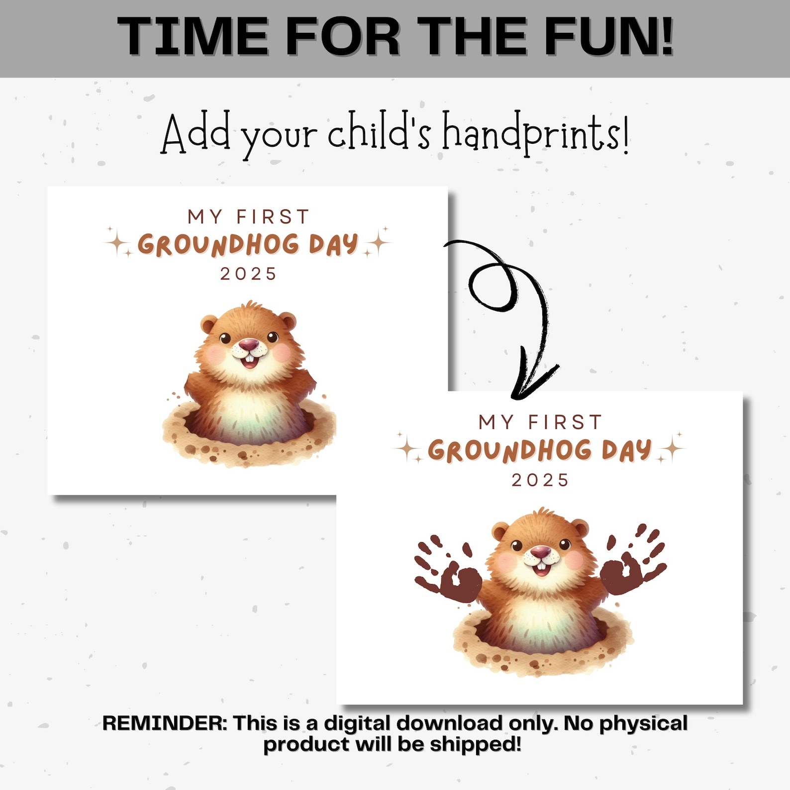 Groundhog Day Art Printable Handprint Art Happy Groundhog Day Handprint ...