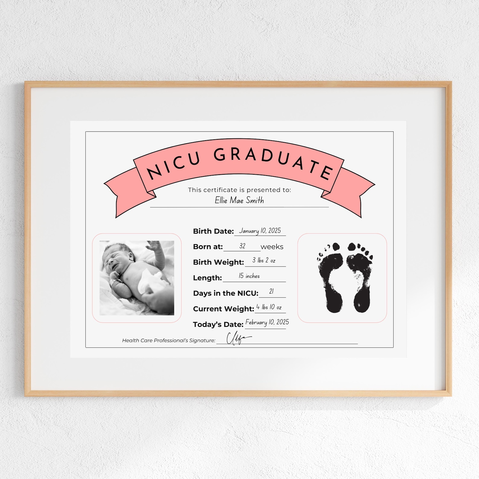 NICU Graduate Certificate Nicu Footprint Craft Printable NICU Baby Gift ...