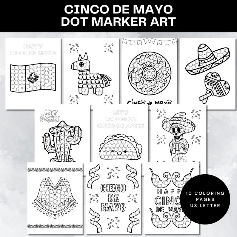 Cinco De Mayo Dot Marker Mexico Fiesta Do a Dot Printable Coloring Page ...