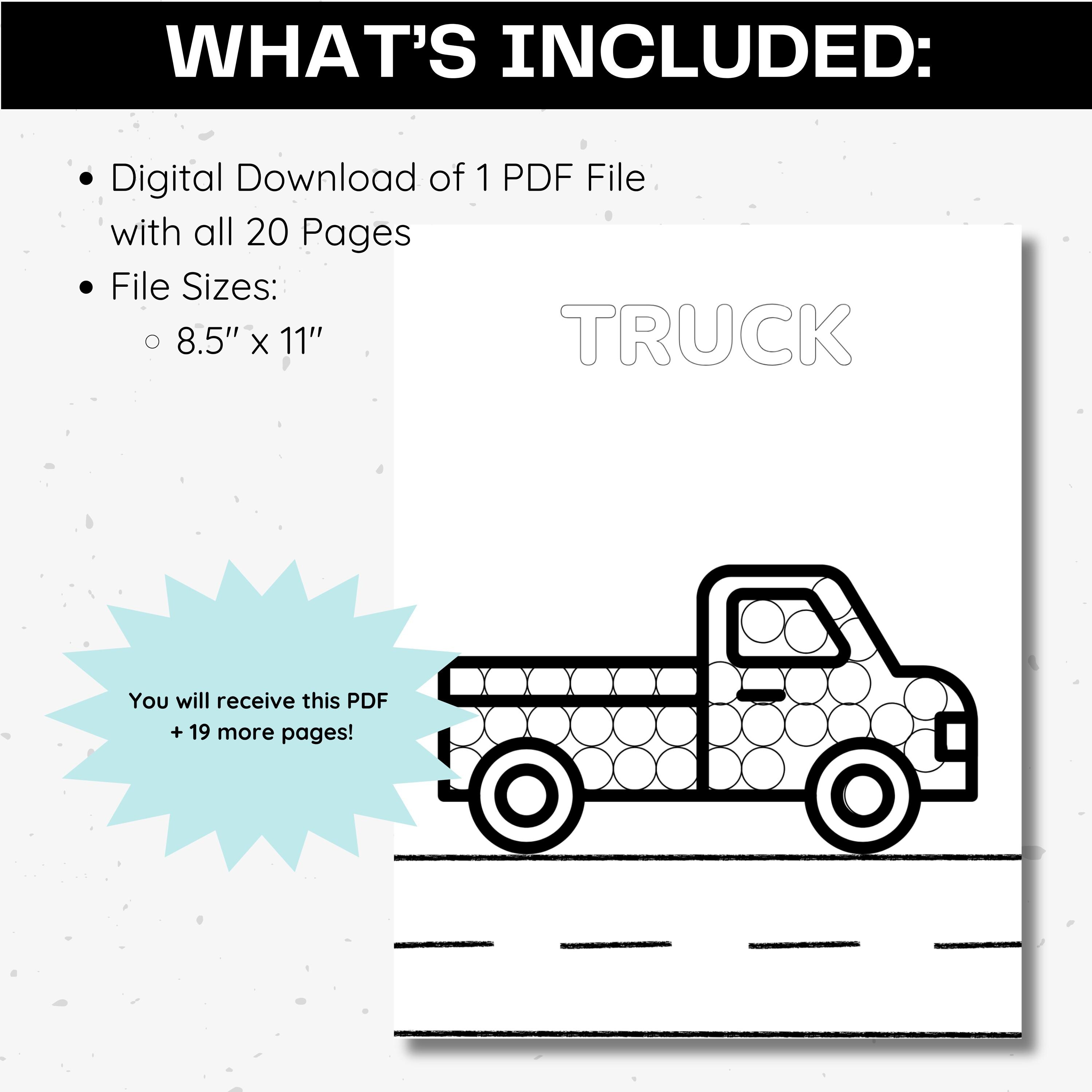 Things That Go Dot Marker Activity Printable Car Coloring Sheet Vehicle ...