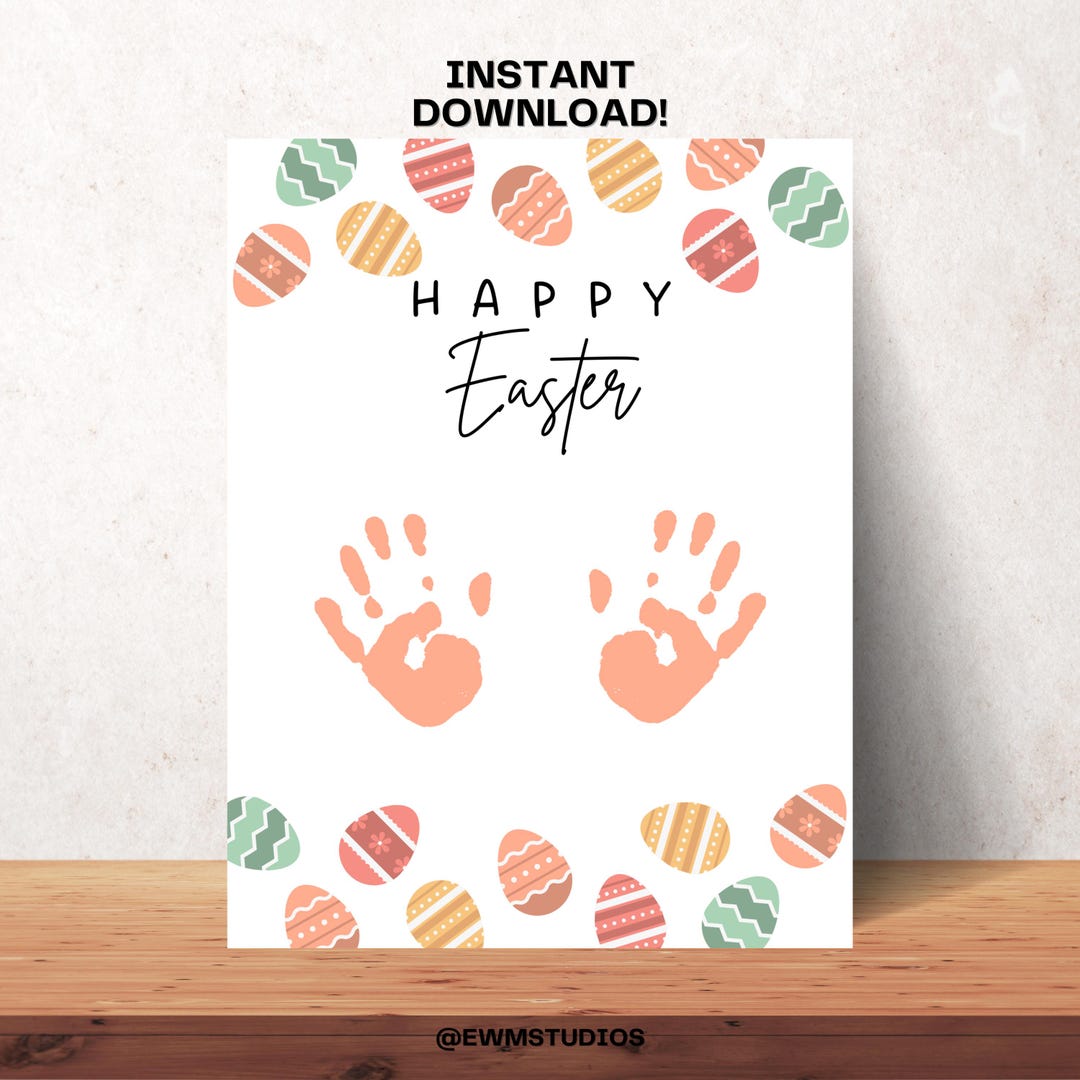 Easter Handprint Craft Happy Easter Kids Craft Footprint Art Printable ...