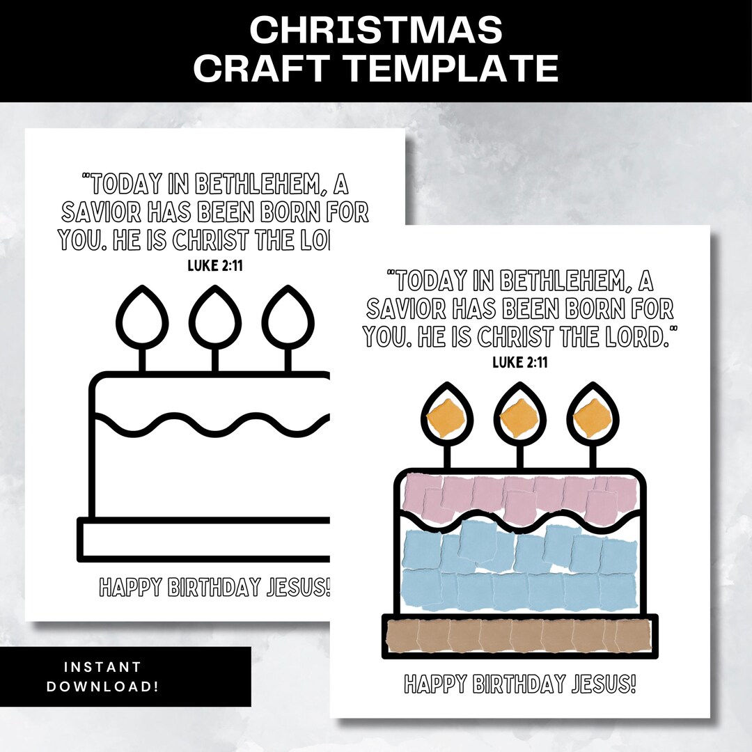 Christian Christmas Craft Template Holiday Printable Happy Birthday ...