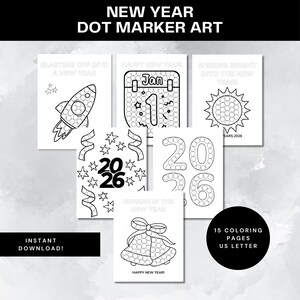 Happy New Year Coloring Happy Holidays Dot Marker Do a Dot Printable ...