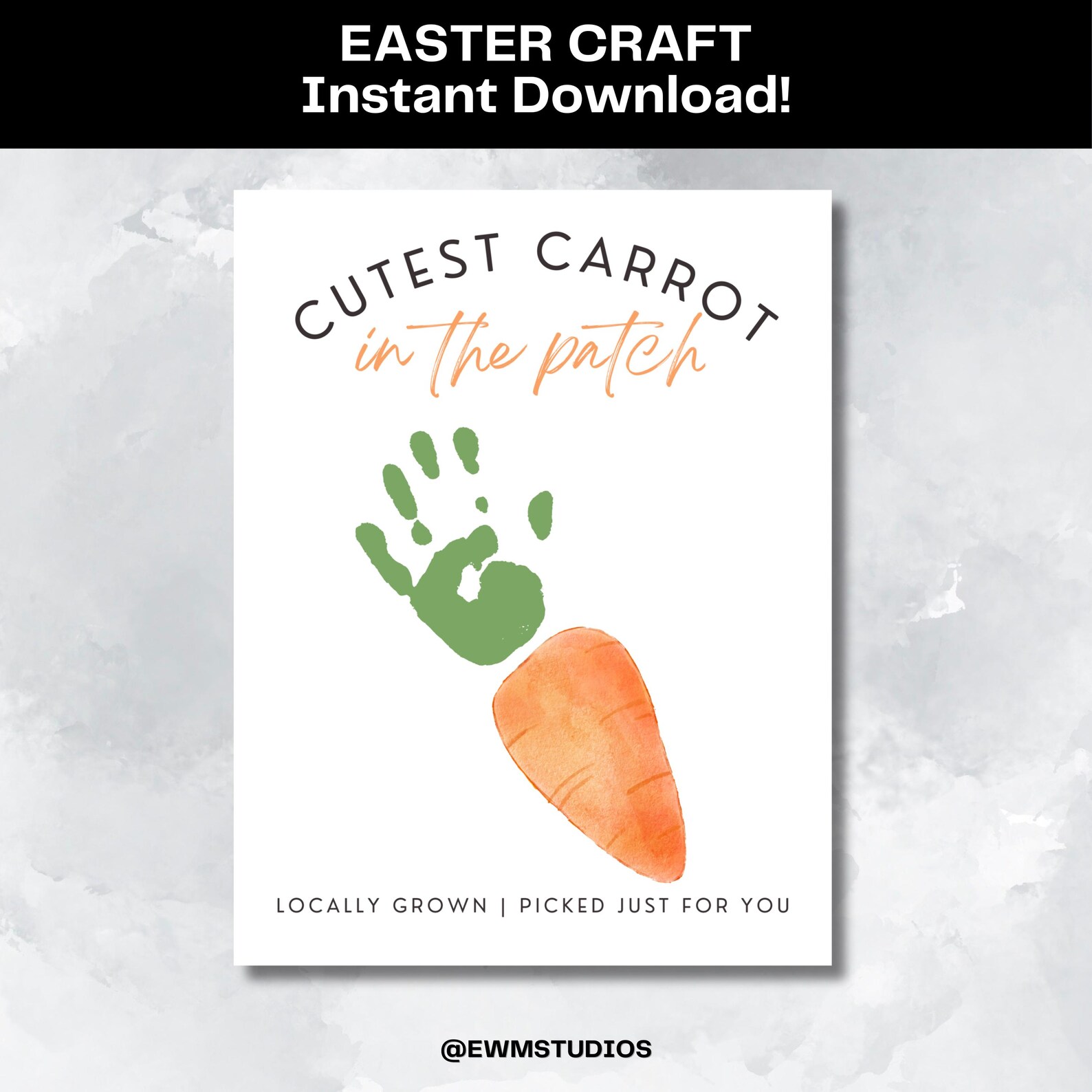 Carrot Patch Easter Handprint Craft Printable Easter Carrot Farm Sign ...