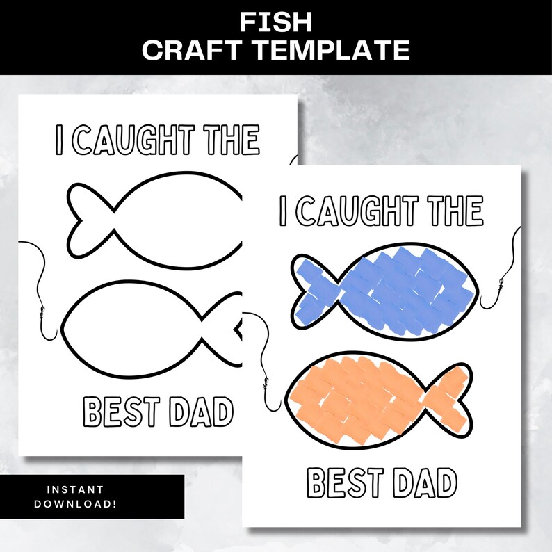 Dad Craft Template Printable Fathers Day Fishing Activity Easy Fish ...