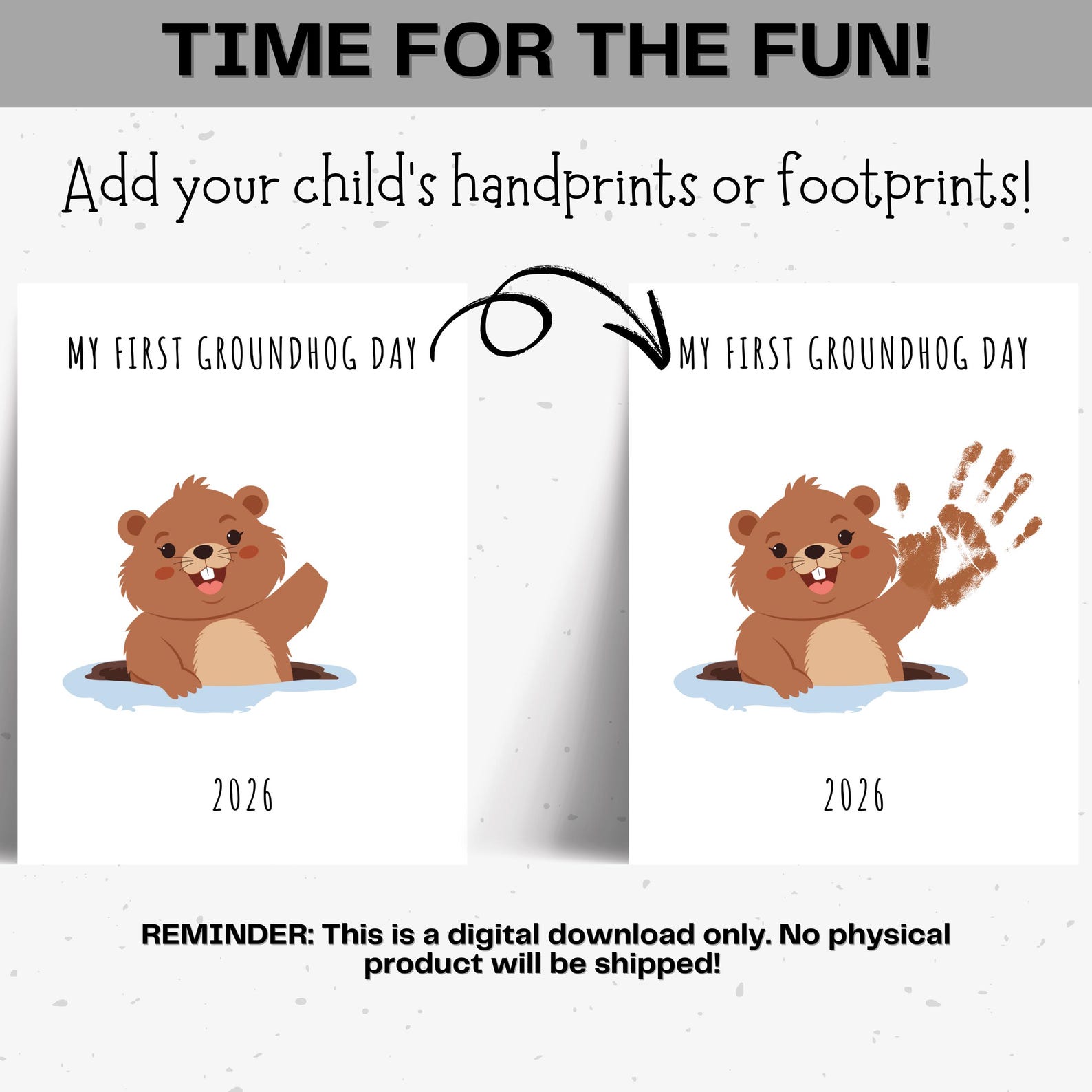 Babys First Groundhog Day Art Printable Happy Groundhog Day Handprint ...