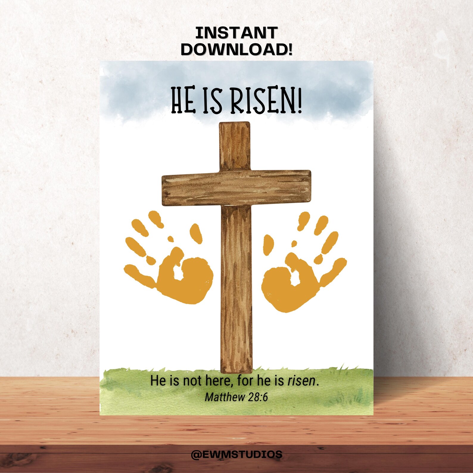 He is Risen Handprint Craft Printable Easter Craft Jesus is Risen ...