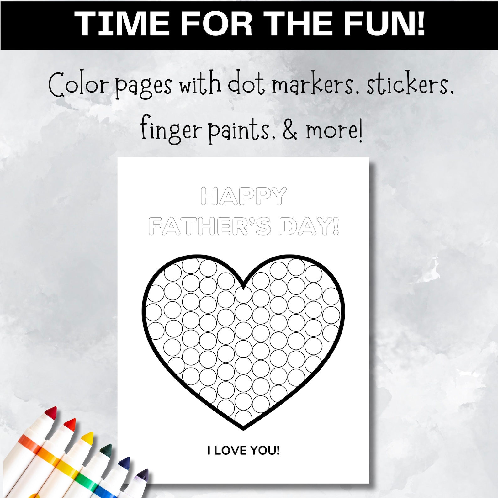 Happy Fathers Day Dot Marker Coloring Card Do a Dot Printable Dad Craft ...