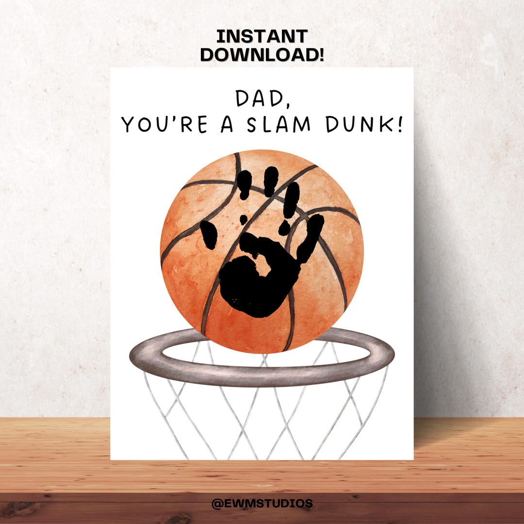 Fathers Day Basketball Art First Fathers Day Handprint Craft Printable ...