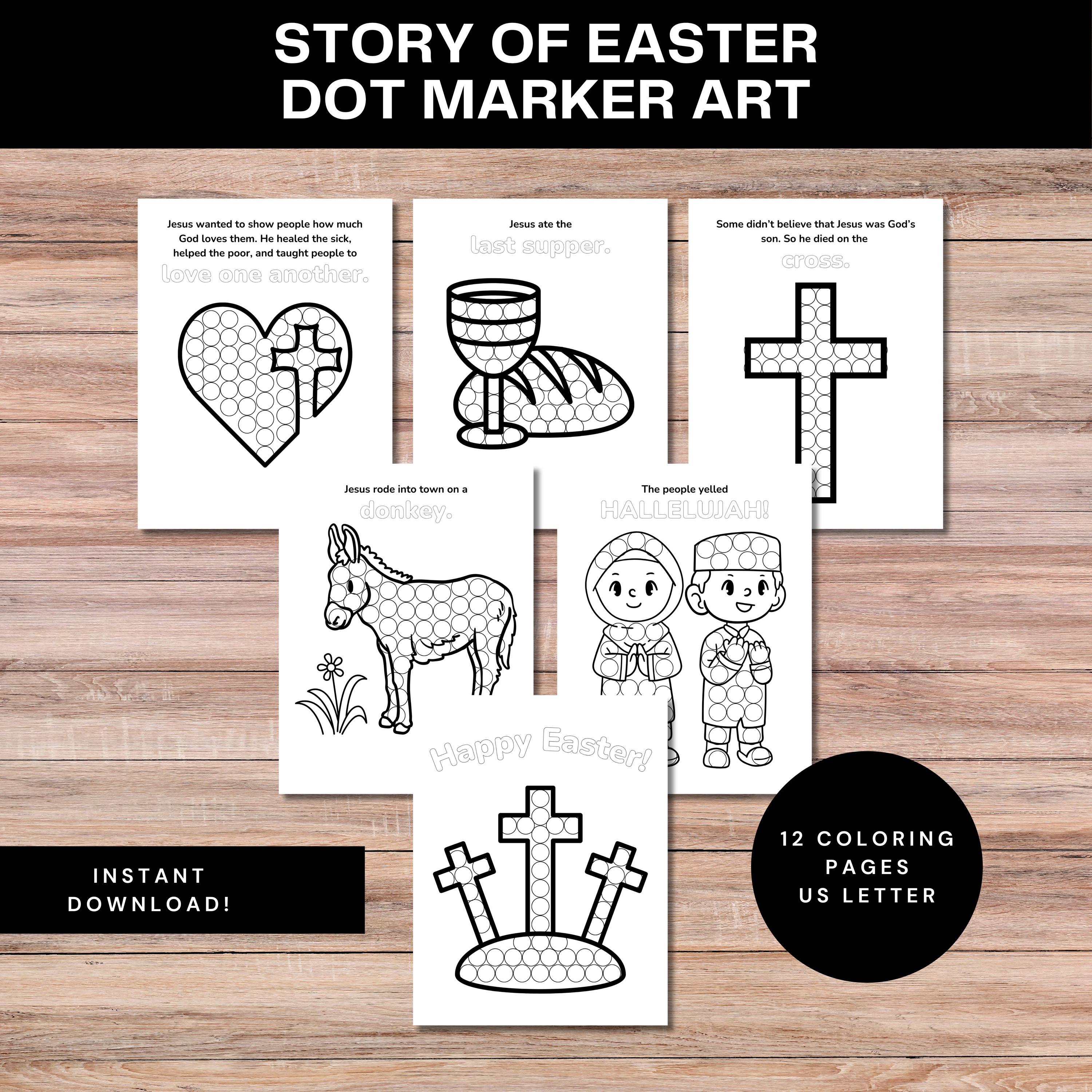 Story of Easter Dot Marker Bible Do a Dot Easter Story Christian ...