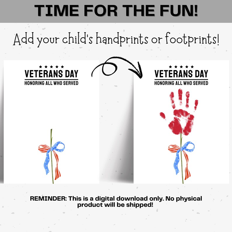 Veterans Day Craft for Kids Handprint Art Veterans Day Gift USA ...