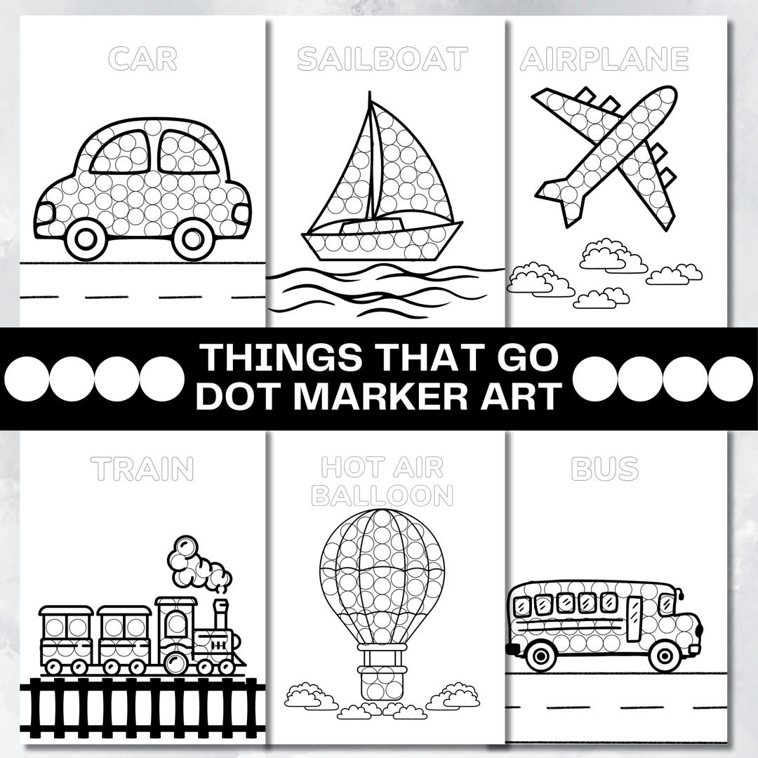 Things That Go Dot Marker Activity Printable Car Coloring Sheet Vehicle ...