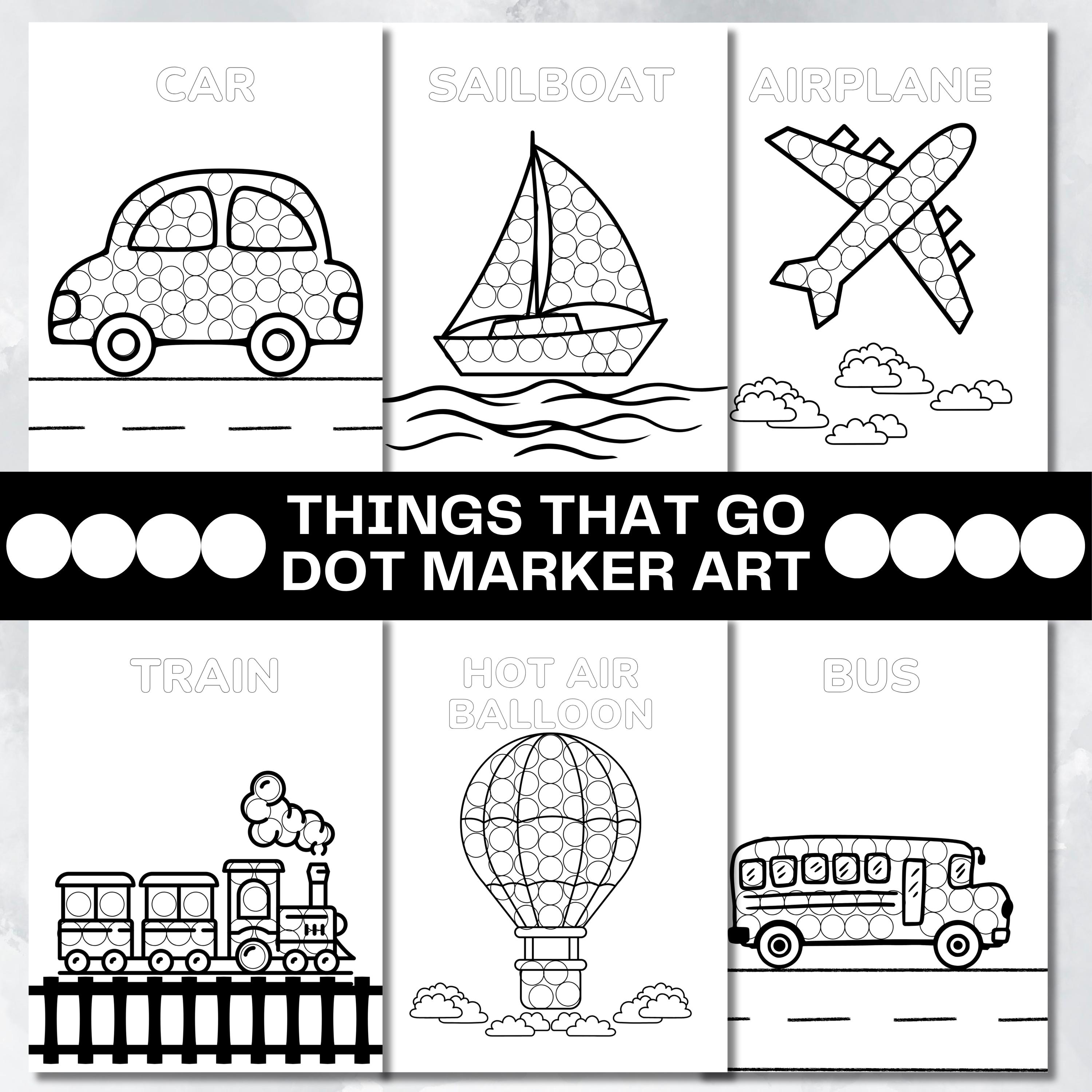 Things That Go Dot Marker Activity Printable Car Coloring Sheet Vehicle ...