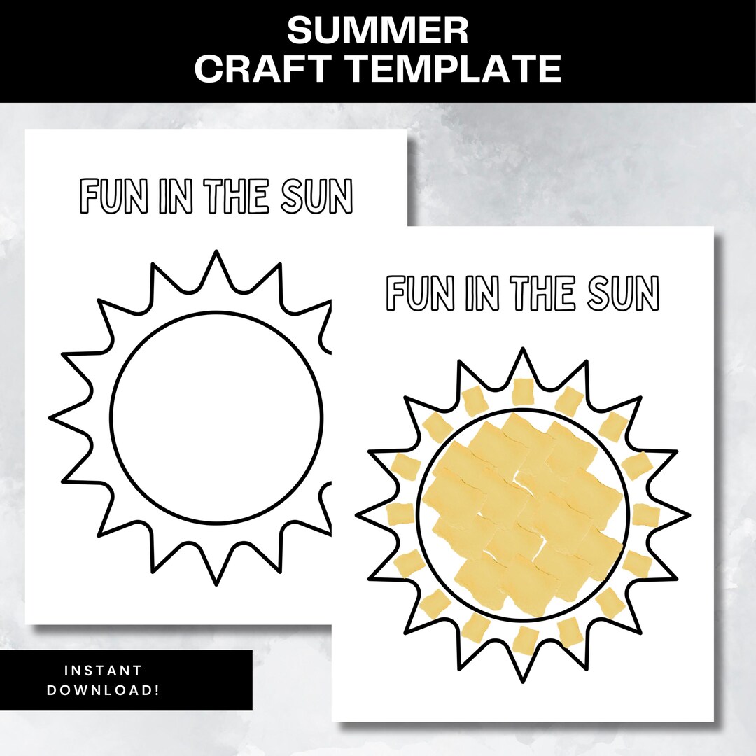 Summer Craft Template Kids Sunshine Craft Hello Summer Activity Toddler ...