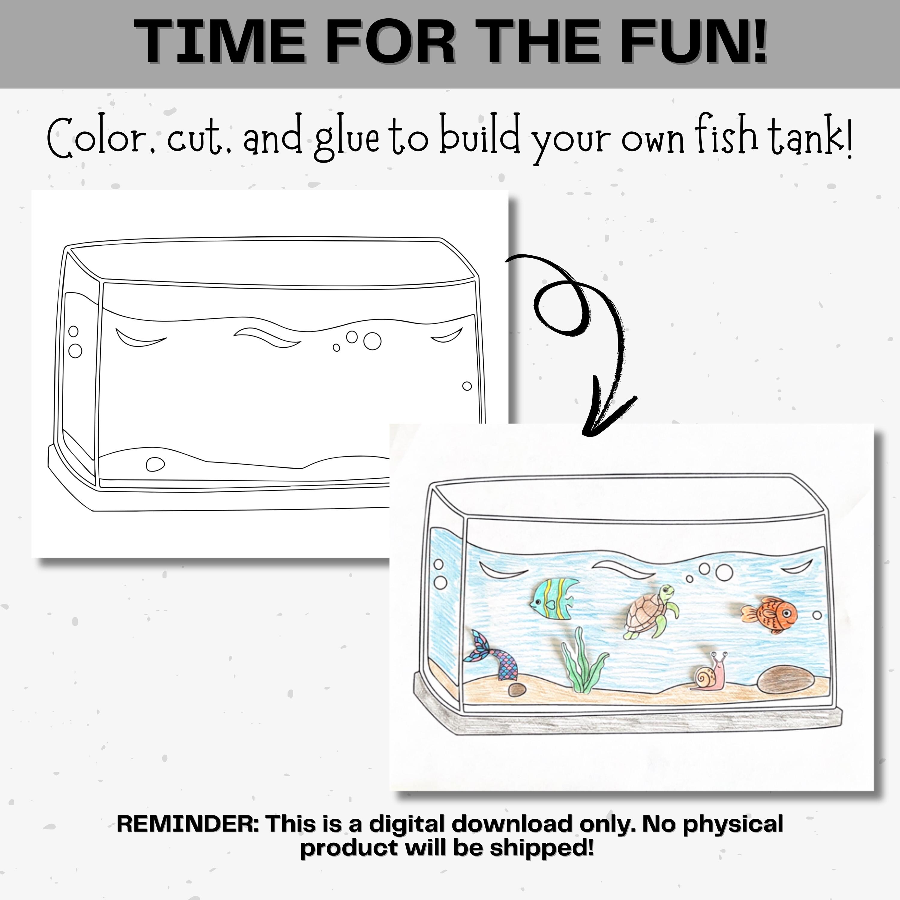 Build a Fish Tank Printable Craft Sea Animal Coloring Page Aquarium ...