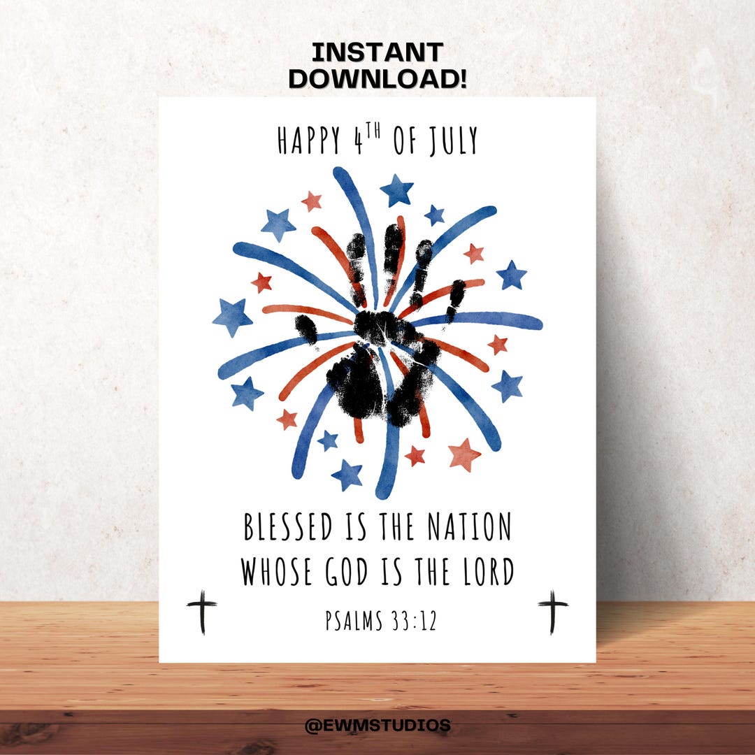 Christian 4th of July Craft Printable Independence Day Handprint Art ...