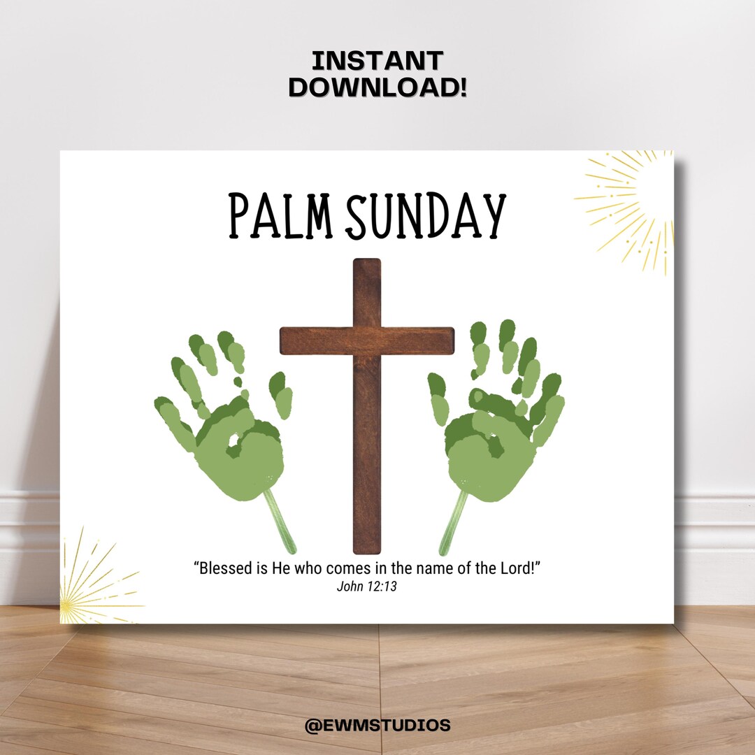 Palm Sunday Handprint Printable Palm Sunday Craft Story of Easter Craft ...