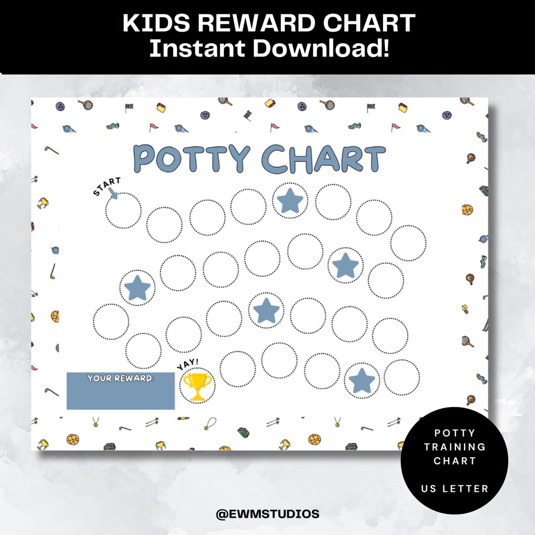 Potty Training Chart Sports Potty Chart Printable Reward Chart for ...