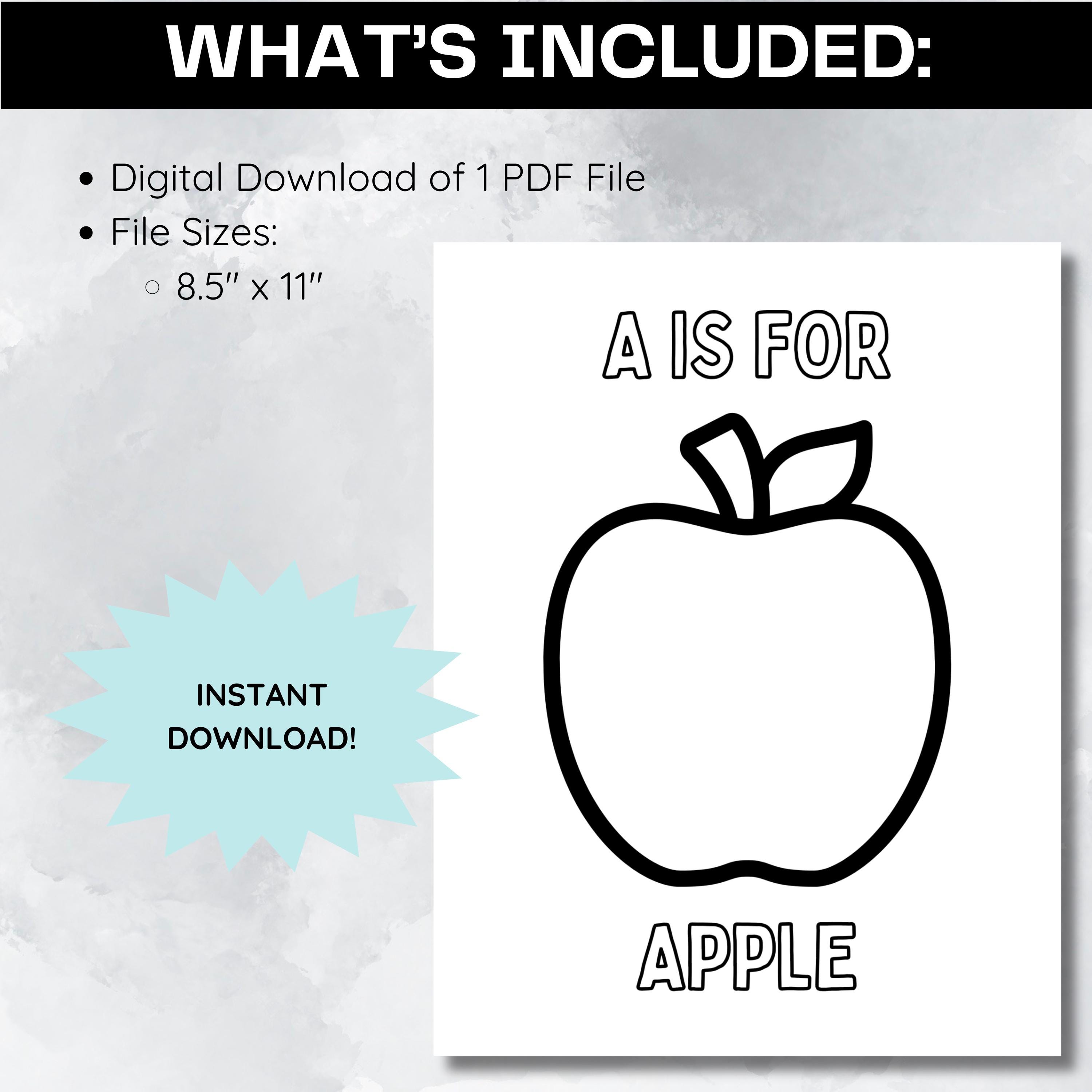 Apple Craft Template A is for Alphabet Coloring Pages Printable ABC ...