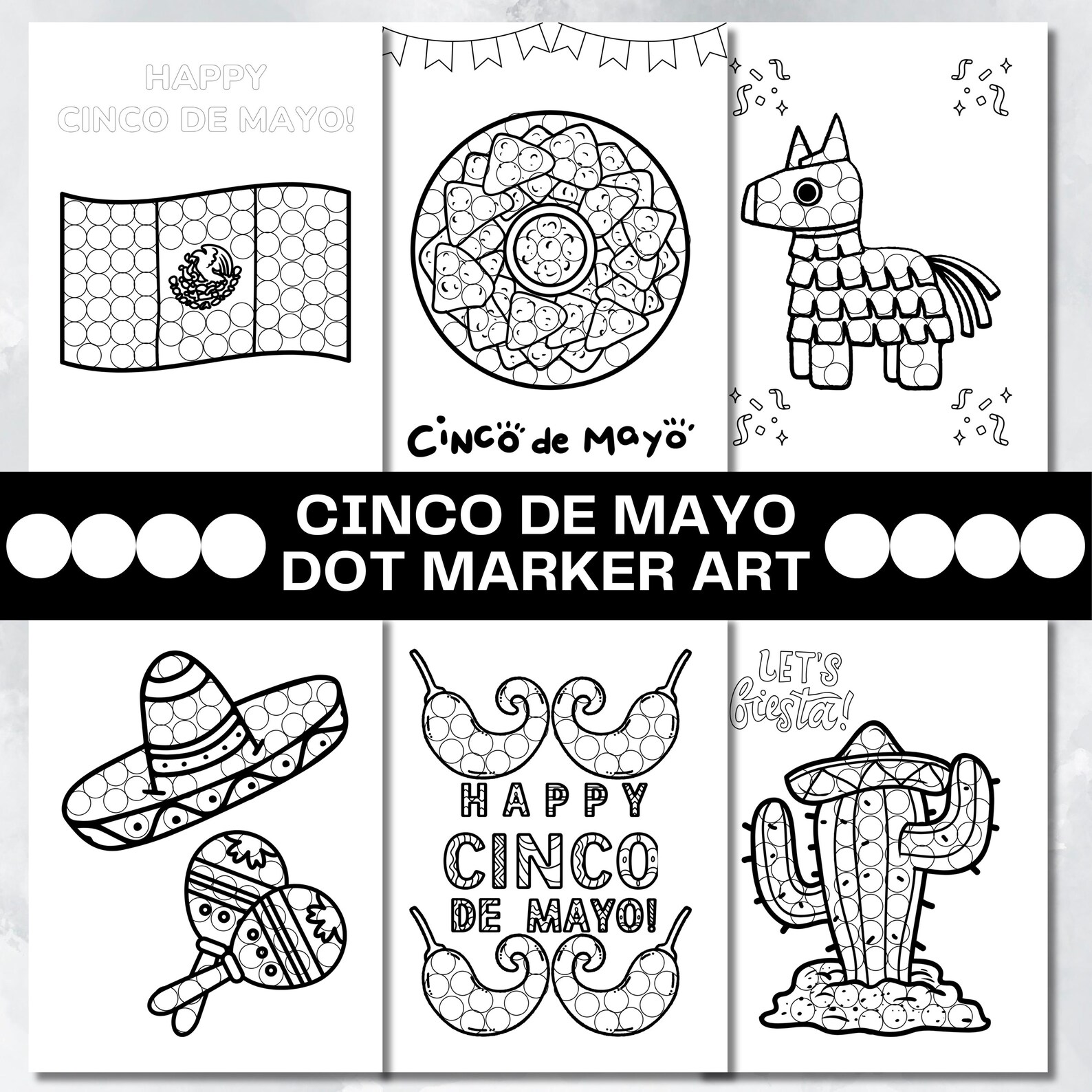 Cinco De Mayo Dot Marker Mexico Fiesta Do a Dot Printable Coloring Page ...