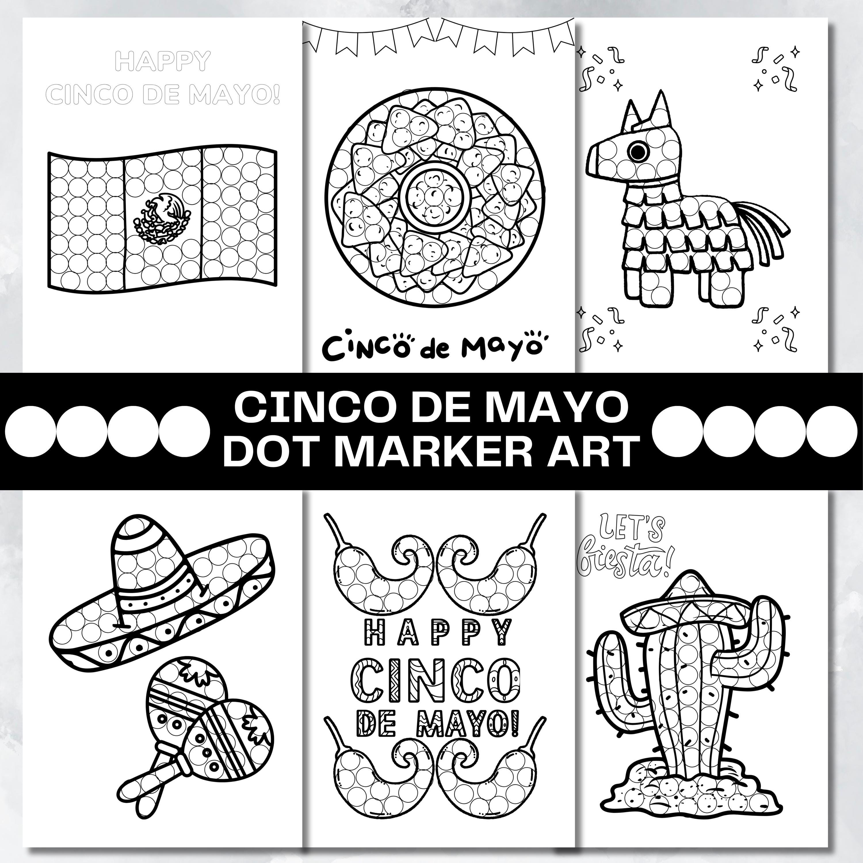 Cinco De Mayo Dot Marker Mexico Fiesta Do a Dot Printable Coloring Page ...