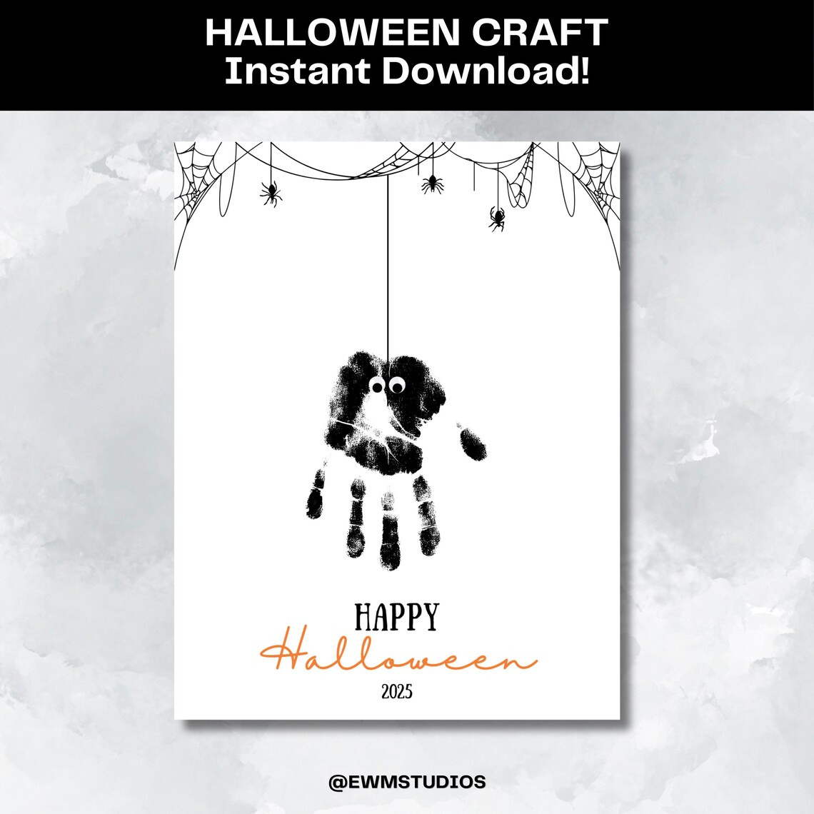Happy Halloween Handprint Art Printable Spider Handprint Baby Fall ...
