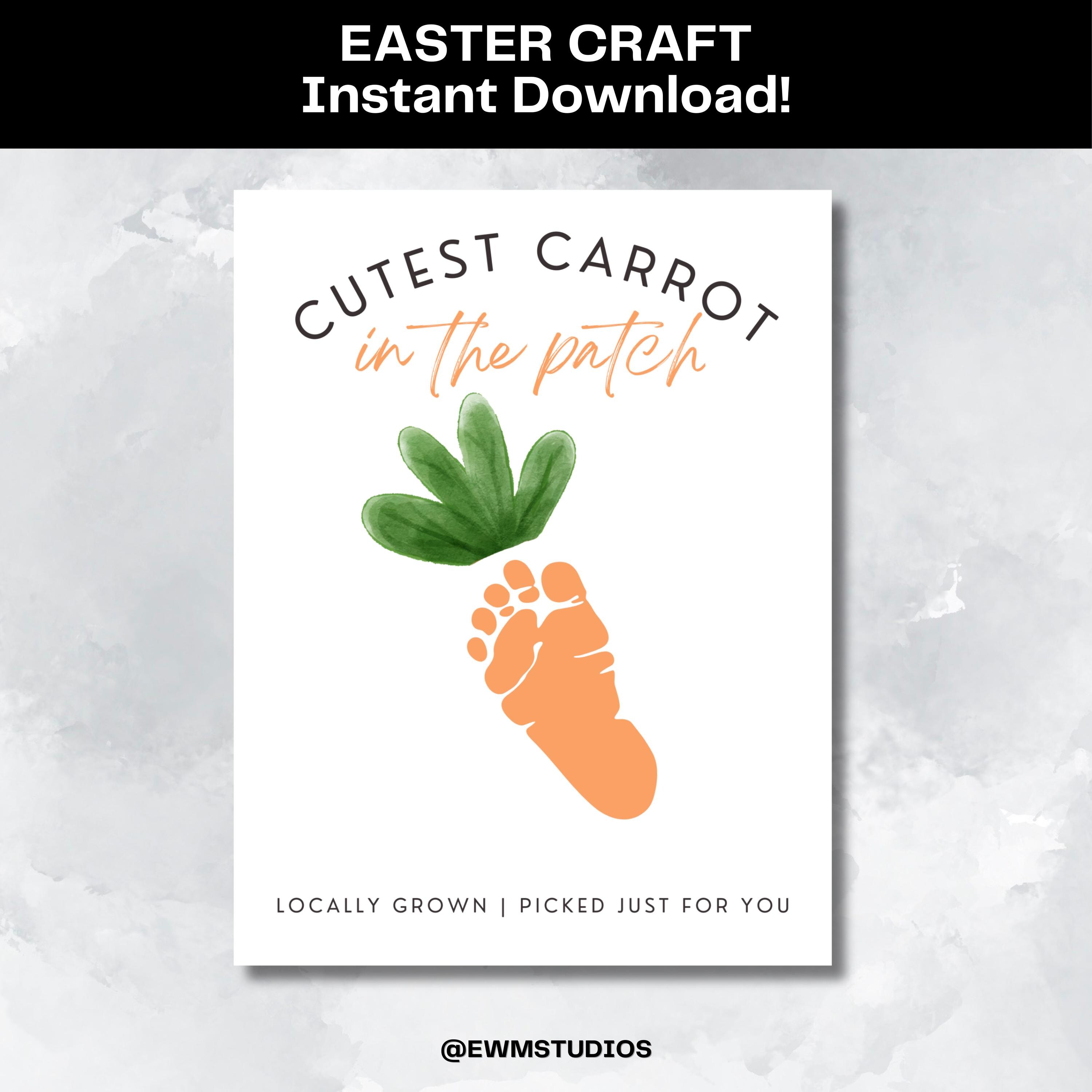 Carrot Patch Easter Footprint Craft Printable Easter Carrot Farm Sign ...