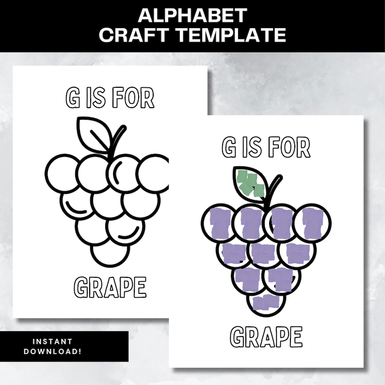 Grape Craft Template G is for Alphabet Coloring Pages Printable ABC ...