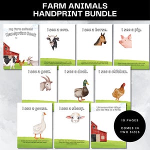 Farm Animal Handprint Memory Book Printable Farm Animals Craft Cute Cow ...