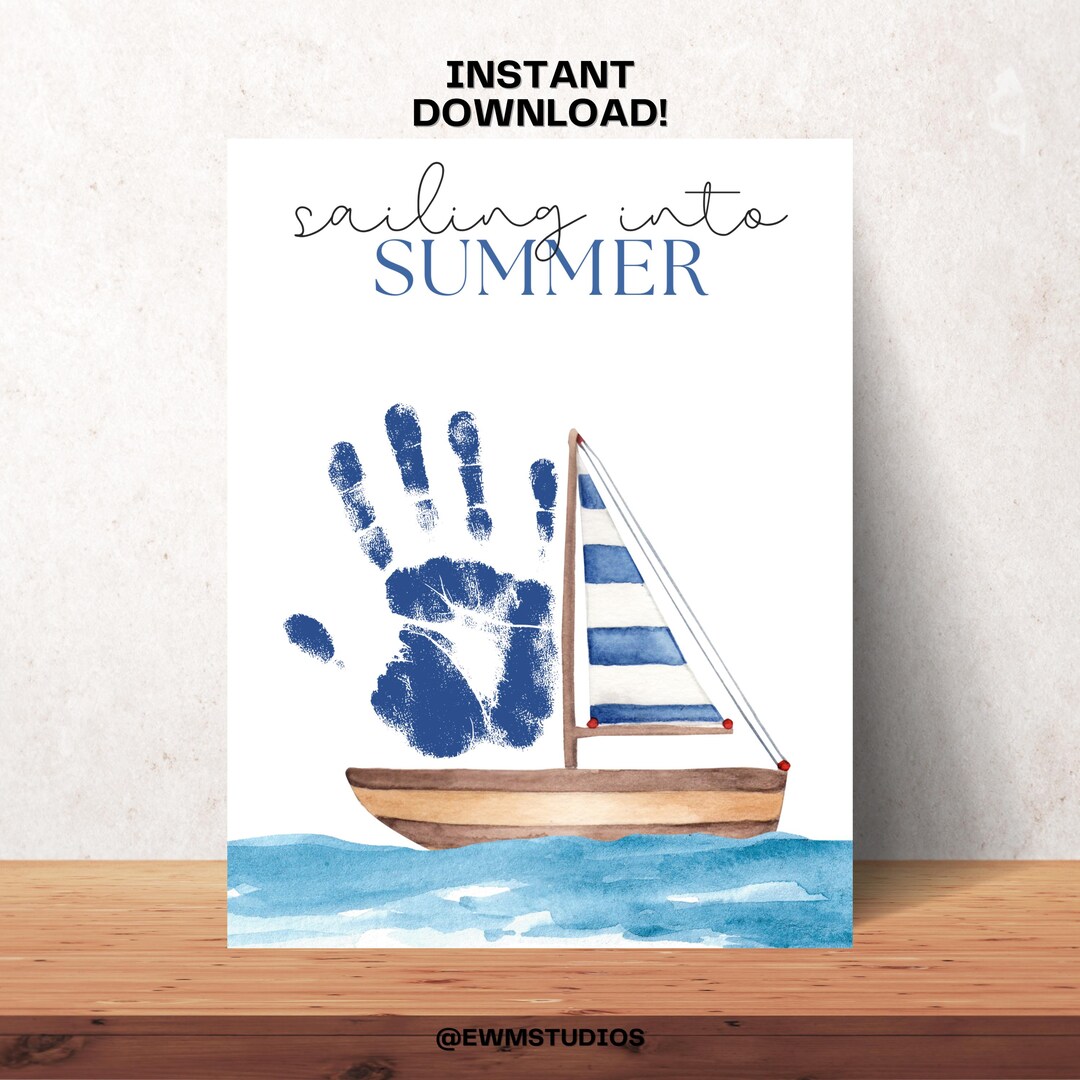 Sailing Into Summer Handprint Art Sailboat Summer Craft Toddler ...