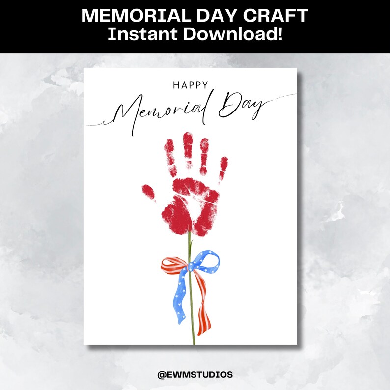 Memorial Day Craft Patriotic Printables Memorial Day Flower Handprint ...