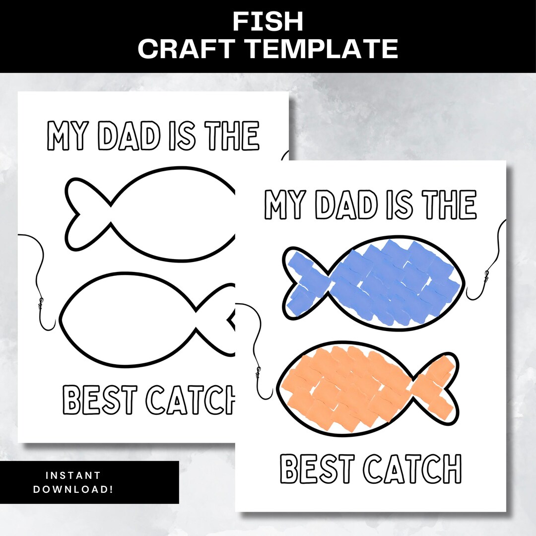 Dad Craft Template Printable Fathers Day Fishing Activity Easy Fish ...